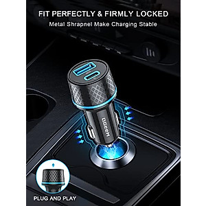 USB C Car Charger,QGeeM 42.5W Car Charger Adapter with Power Delivery & Quick Charge 3.0 USB Car Charger 2 Port Fast Charging Compatible for iPhone13/12/11 Pro/Max/XR/XS,iPad Pro/Air,Galaxy S21/10/9