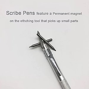 HeyooHeloo Aluminum Etching Engraving Pen,Tungsten Carbide Tip Scriber with Clip and Magnet 2 pack，Extra 2 Free Replacement Tips Included.（2 of pack）