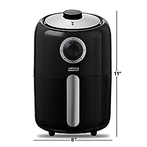DASH Compact Air Fryer Oven Cooker with Temperature Control, Non-stick Fry Basket, Recipe Guide + Auto Shut off Feature, 2 Quart - Black