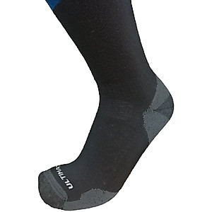 Ultimate Socks Mens Snowboard Ski Merino Wool Warm Socks Black/Blue Large 9-11.5