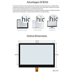 Waveshare 7.5inch E-Paper E-Ink Optical Bonding Display Compatible with Raspberry Pi 4B/3B+/3B/2B/B+/A+/Zero/Zero W/WH/Zero 2W Series Boards 800×480 Pixels Dual-Color with SPI Interface Without PCB