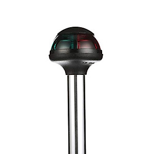 attwood 5092-10-7 Pulsar Bi-Color 10-Inch Marine Boat Pole Light with 2-Pin Mounting Base,Silver, One size