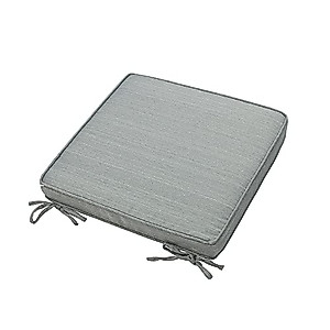 Magpie Fabrics Patio Square Chair Cushions 18"x18"x2.5" with Ties, 2 Pack, Waterproof Weather Resistant Indoor/Outdoor Universal Corner Seat Cushion, for Garden Dining Office(Grey Linen)