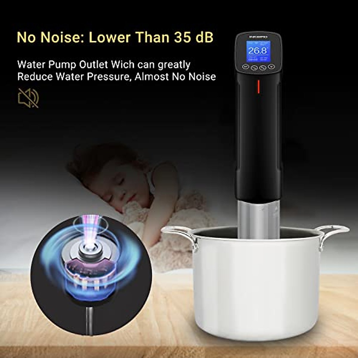 Inkbird Sous Vide Precision Cooker ISV-100W | 1000 Watts WIFI Sous-Vide Cooking Cooker Immersion Circulator | Preset Recipes on APP and Thermal Immersion Sous Vide Machines (American Standard)