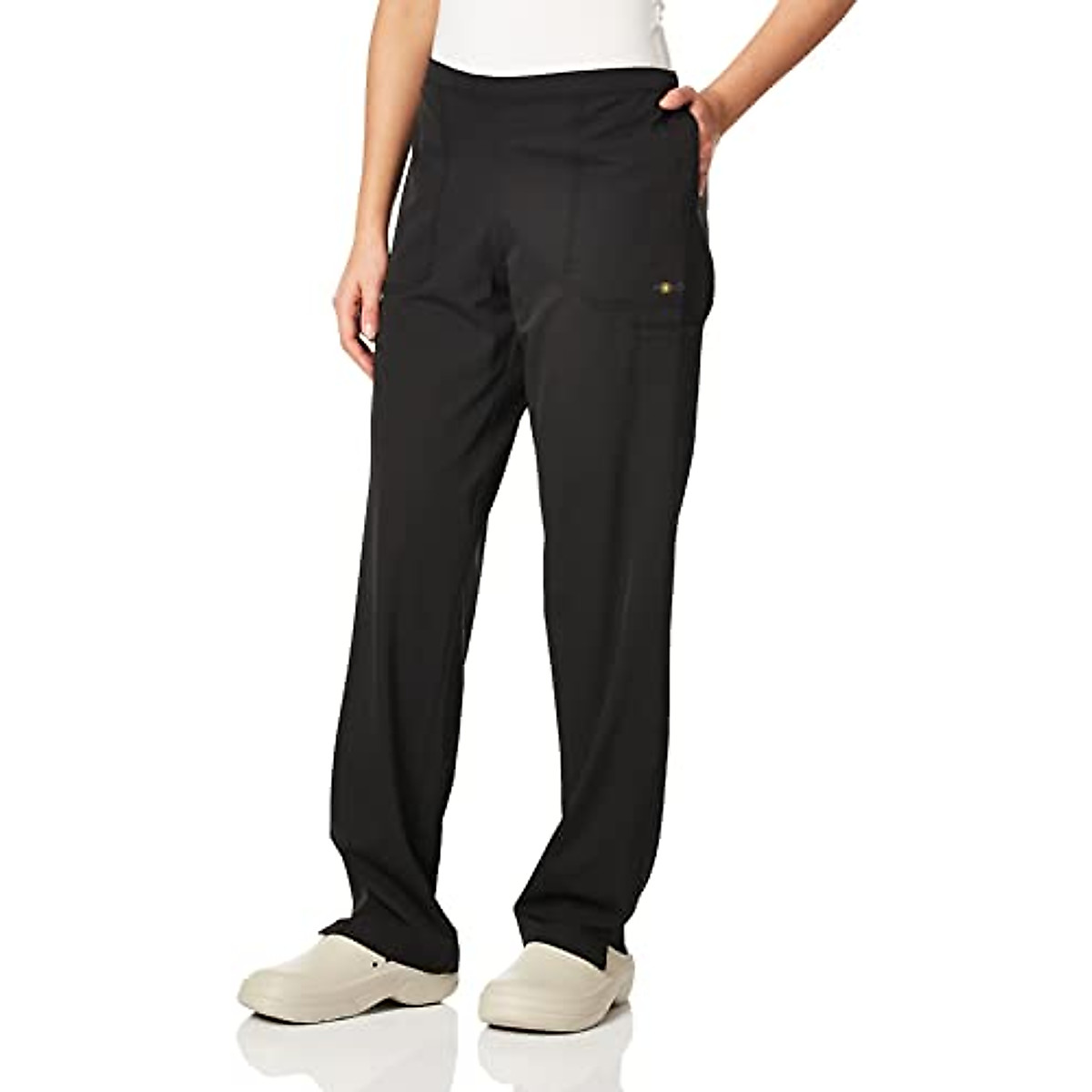 Carhartt womens Women's Flat Front Straight Leg Medical Scrubs Pants, Black, Large US