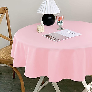 Childom Round Tablecloths,3 Pack 84 Inch Round Plastic Table Cloths Disposable Table Covers Pink Tablecloth for Indoor or Outdoor Parties Birthdays Weddings Holiday Dinner Anniversary Buffet Table