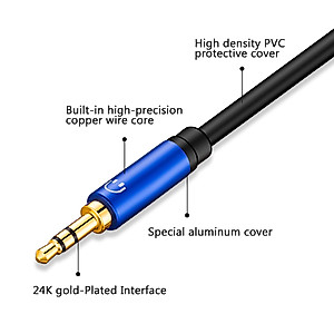 Tan QY Headphone Splitter 5FT, Headphone Splitter for Computer 3.5mm Female to 2 Dual 3.5mm Male Headphone Mic Audio Y Splitter Cable Smartphone Headset to PC Adapter (5Ft/1.5M, Blue)