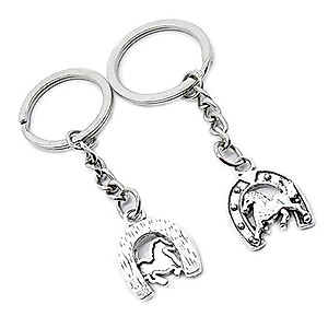 5 Pieces Keychain Keyring Door Car Key Chain Ring Tag Charms Supplies GR6C7X Horseshoe Horse Hoof