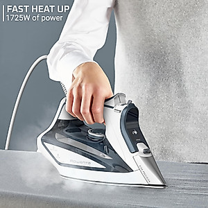 Rowenta Focus Stainless Steel Soleplate Steam Iron for Clothes 400 Microsteam Holes, Cotton, Wool, Poly, Silk, Linen, Nylon 1725 Watts Portable, Ironing, Garment Steamer DW5280