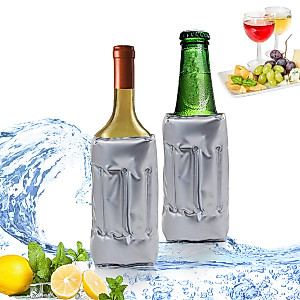 Active Wine Cooler, Freezer Sleeve, Cooler- Carrier, Quick Cooling, Cooling and Keeps Your Drink Cold Keep Cool and Chill Champagne Wine (2 Packs)
