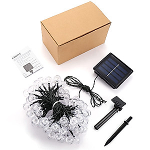 Solar powered Outdoor String Lights Globe – Waterproof Crystal Ball solar String Lights 8 Modes with 100LED 39FT – Good Ideal for Garden Yard Home Party Wedding Christmas Decoration (Warm White)