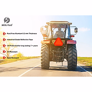 Sicol Plus Slow Moving Vehicle Sign Rust Free Aluminum sheet 0.5 mm (Pack of 02) Golf Cart Accessories, smv signs UTV Tractor Reflective warning signs size 16 X 14 Inches (Aluminum)