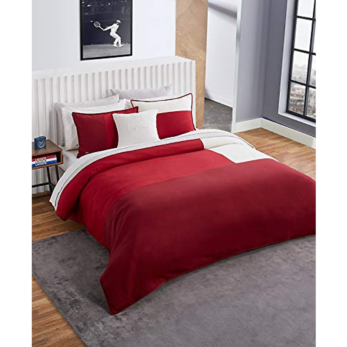 Lacoste Cliff Duvet Set, Full/Queen, Red