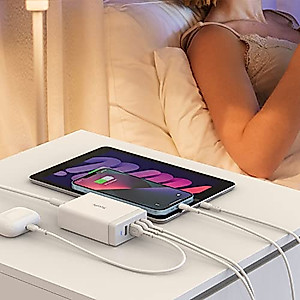 SooPii 40W USB Charging Station,4 Port USB Charger Station with One Port QC 3.0 for Multiple Devices,4 Mixed Charging Cables Included,Compatible with iPhone 14,IPad,Samsung Galaxy,Note,LG and More