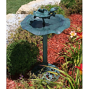Alpine Corporation TEC108 Birdbath Yard Statue, 20"L x 20"W x 33"H, Green