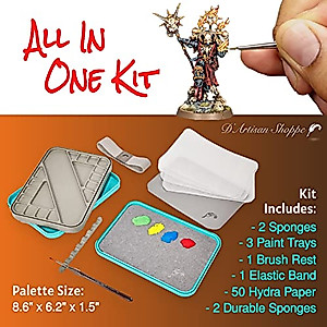 WetNDRi Wet Palette and Fine Tip Series IV Round 0 Brushes Bundle