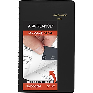 AT-A-GLANCE 2024 Weekly Appointment Book Planner, 5" x 8", Small, 13 Months, Black (701000524)