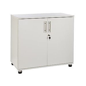 MMT Furniture 2 Door Locking Office Storage Cabinet - File Cabinet Organiser Cupboard - Wooden Filing Cabinet - Free Standing Adjustable Shelves Bookcase - Desk Extension Cabinet