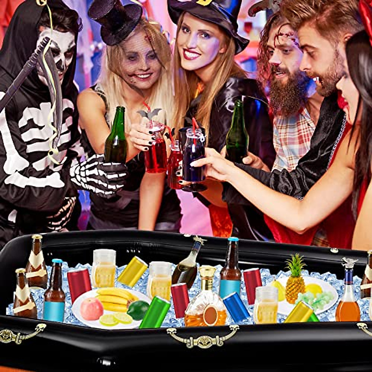 2 Pack 52 Inch Inflatable Coffin Buffet Cooler Beverage Coffin Drink Cooler for 30th Birthday Party Pool Party Picnic Barbecue Party Halloween Party
