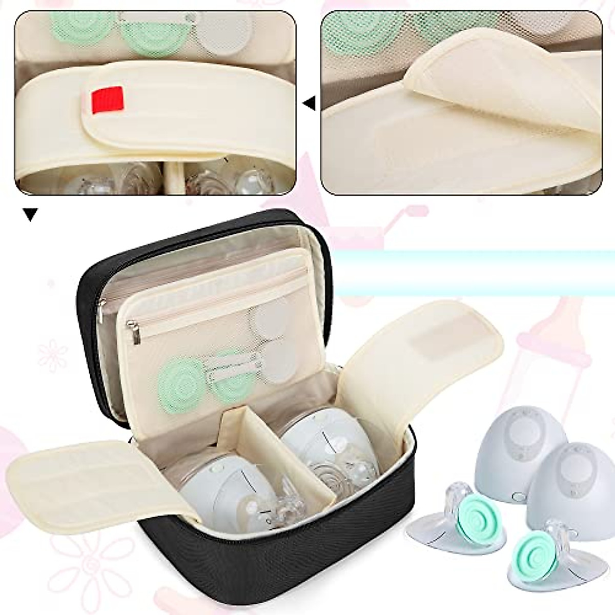 BAFASO Wearable Breast Pump Bag Compatible with Willow and Elvie Breast Pump, Case for Wearable Breast Pump and Extra Parts (Patent Pending), Black