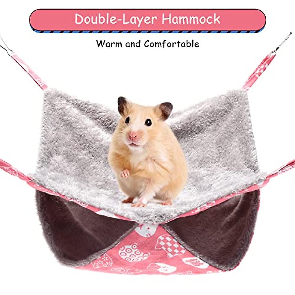 XINRUI 2 Pack Ferret Rat Hammock, Guinea Pig Cage Accessories, 13.7x13.7 Inches, Pet Cage Hanging Bunkbed Hammock for Small Animals, Guinea Pig, Ferret, Kitten, Squirrel, Chinchilla, Rat (Red, Blue)