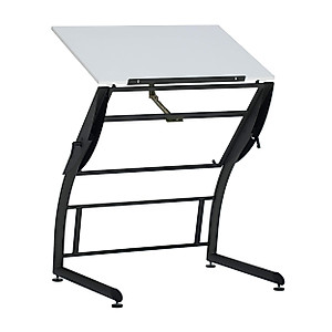 SD STUDIO DESIGNS Triflex Drawing Table, Sit to Stand Up Adjustable Office Home Computer Desk, 35.25" W X 23.5" D, Charcoal Black/White