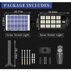 JAYNLT 1500W Solar Street Lights Outdoor, 200000LM 6500K Solar Parking Lot Lights Dusk to Dawn, IP67 Waterproof Solar Security Flood Lights with Motion Sensor for Yard, Garden, Parking Lot
