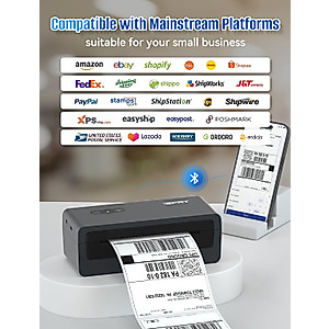 iDPRT Bluetooth Thermal Label Printer for Phone via APP, 4X6 Shipping Label Printer for Small Business and Shipping Package, Support USB for Windows, Mac, Used for Amazon, Shopify, Ebay, UPS, USPS