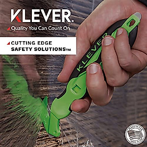 Klever Kutter PLUS Safety Cutter, Carbon Steel Blade, Disposable Package Opener, Utility Knife Cuts Boxes, Film, Tape and More, Orange, 20/pk (PLS-100G)