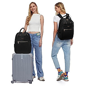 LOVEVOOK Laptop Backpack for Women 15.6 Inch Laptop Bag for Work Travel Computer Backpack with USB Port, Fashion Waterproof Backpack Purse Casual Daypacks, Black