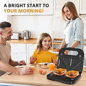 Sunvivi Waffle Iron, Panini Press Grill and Sandwich Maker Set, 3 in 1 Electric Sandwich Press with Removable Non-Stick Plates, Indicator Lights & Cool Touch Handle 750W