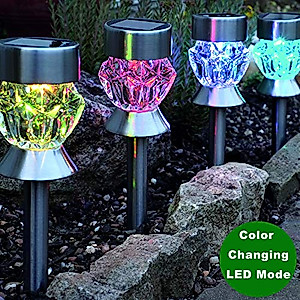 SUNNYPARK Solar Pathway Lights Outdoor, 6 Pack Solar Garden Lights, Color Changing LED Landscape Stake Outdoor Solar Lights for Walkway, Pathway