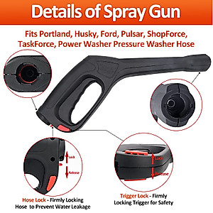 High Pressure Power Washer Water Spray Gun, Replacement Pressure Washer Gun, Compatible with Some of Black Decker Portland Pulsar Husky TaskForce Powerwasher TaskMaster Electric Pressure Washers