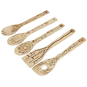 5Pcs Set Shovel Spa Spoon Kit Carving Bamboo Cooking Utensils Cookware Kitchen Supply 5Pcs Set Shovel Spa
