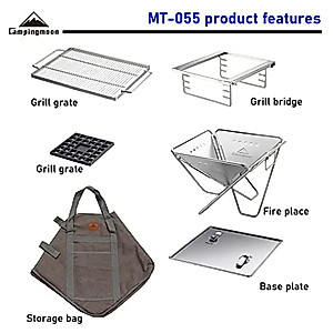 Campingmoon BBQ Grill Fire Pit Foldable Stainless Steel - Extra Large MT-055