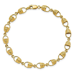 14k Yellow Gold Nantucket Basket Bracelet Fine Jewelry For Women Gifts For Her, 7.25"