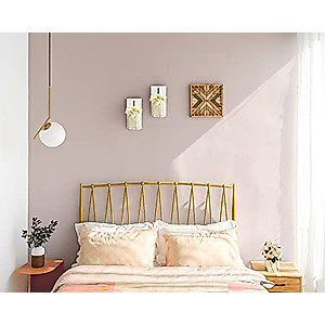 Mkono Mason Jar Sconces Farmhouse Wall Decor Boho Wall Sconces with Macrame Woven Art Decor and Fairy Lights Rustic Flower Mason jar Wall Decor for Kitchen Living Room Dining Room Hallway, Set of 2