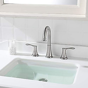 PARLOS Widespread Double Handles Bathroom Faucet with Metal Pop Up Drain and cUPC Faucet Supply Lines, Brushed Nickel, Demeter 13651