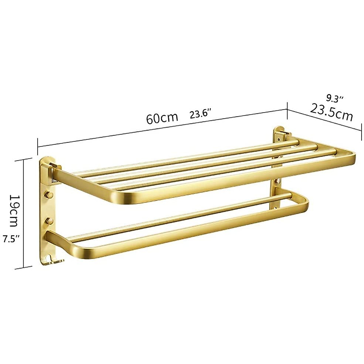 INKTUS Towel Rack Towel Bar Space Aluminum Towel Rack 2 Tiers Foldable Bathroom Towel Holder Wall Towel Bar Home Hotel Storage Shelf Punch-Free Towel Shelf Towel Stand