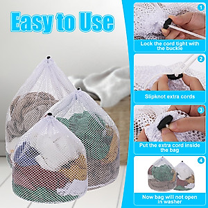 3 Pcs Mesh Laundry Bags Large Washable Laundry Bags Mesh Wash Bags with Drawstring Closure Mesh Washing Bags for Delicates Clothes Bed Linen Toys College Dorm Apartment, 3 Size