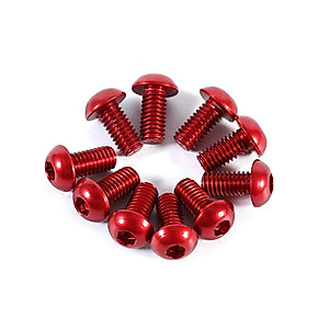 10pcs M3 6-10mm Button Round Aluminum Alloy Hex SocketScrew Bolt Multicolors for Industry(6mm-red)