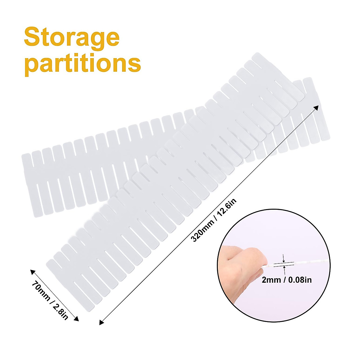 KUKLIPJIM 100 PCS Premium DIY Drawer Dividers, White, Adjustable Drawer Organizers for Perfectly Organized Drawers, Tidying Makeup, Clothes, Underwear, Cutlery, Kitchen, Bathroom, Bedroom, Office