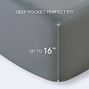 SONIVE 2-Pack Full Fitted Sheet Super Soft 1800 Double Brushed Microfiber Wrinkle Free Sheets Deep Pocket up to 16 Inches (Full, Grey)
