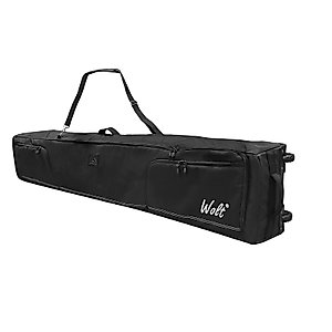 WOLT Rolling Ski Bag - Padded Snowboard Bag Carrier with Wheels for Air Travel, fit to Double Pairs of Skis up to 175 cm