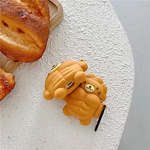 for Air pod pro Case Generation Case, Cute 3D Lovely Unique Cartoon for Air pod pro Silicone Cover Fun Funny Cool Design Fashion Cases for Boys Girls Kids Teen for Air pod pro Case (Muscle Bear)