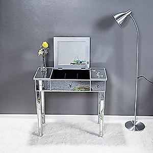 SDGH FCH Flip Glass Mirrored Makeup Table Dressing Table Dressers Study Table (80 x 38 x 76) cm(L x W x H)