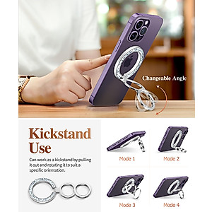 GVIEWIN Bundle - Compatible with Samsung Galaxy S23 Case (Glitter) + Magnetic Phone Ring Holder (Glitter/Silver)