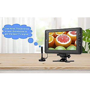 GJY Jexiop 9" Portable TV with Antenna for Watching ATSC Digital TV in USA,Canada,Mexico, Rechargeable Battery Operated TV,Support USB Port/AV in