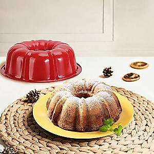 TAOUNOA 2Pcs Nonstick 9.5 Inch Tube Pan 12 Cup Baking Cake Pan for Cake Mold Fluted Cake Pans for Anniversary Homemade Cake Quiche