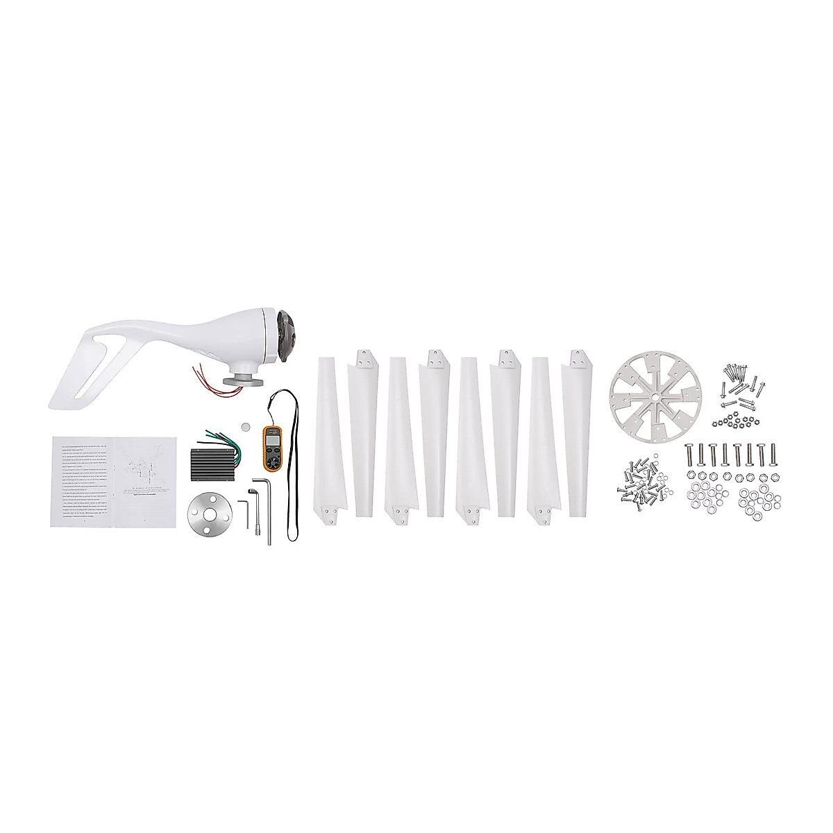 DONSU Wind Turbine Generator Kit 600W 12V w/8 Blade, Wind Generator Kit w/Charge Controller, Wind Power Generator for Marine, RV, Home, Windmill Generator Suit for Hybrid Solar Wind System